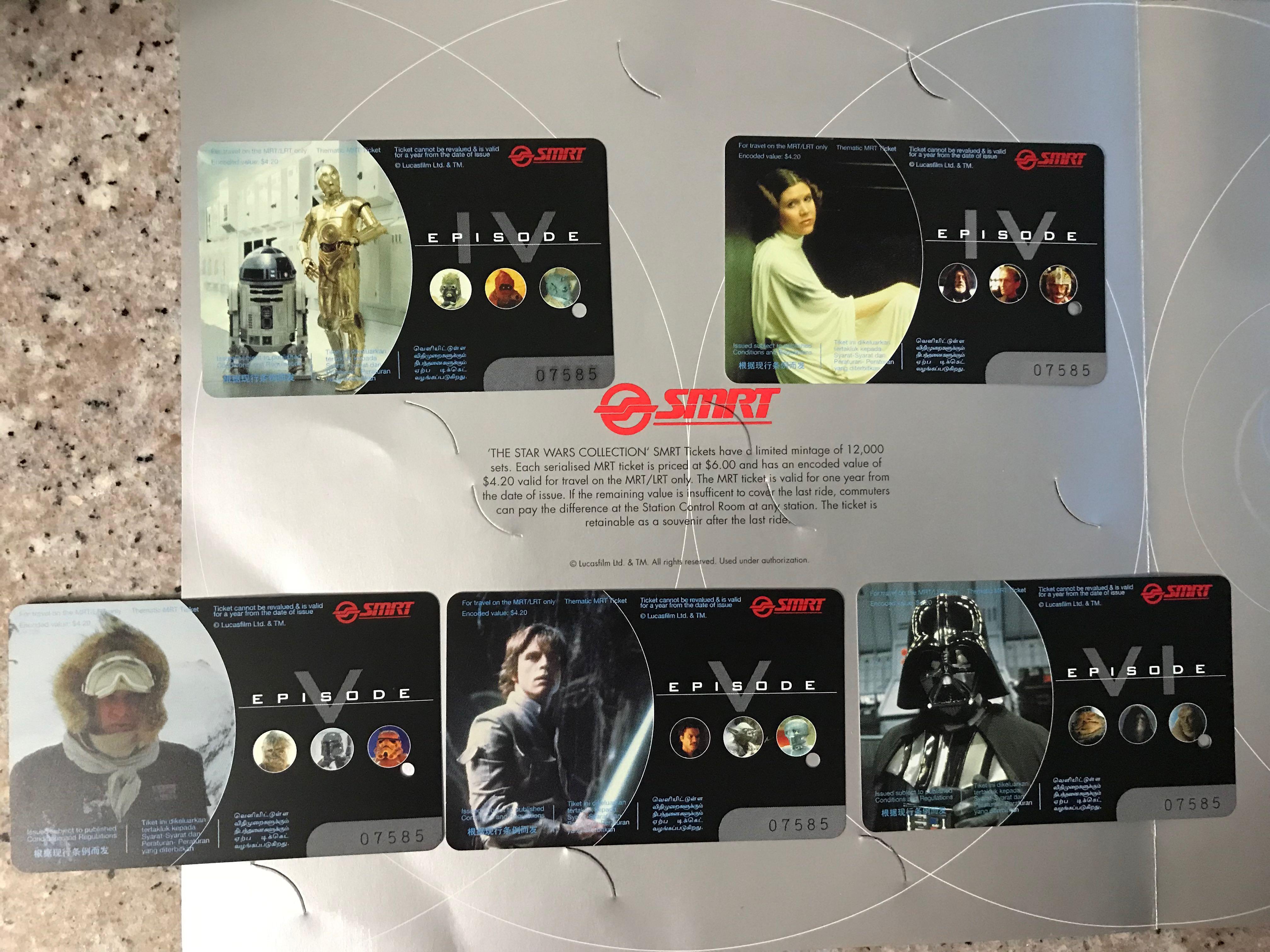 SMRT Star Wars Transitlink Cards(5 pcs/Limited Edition), Everything ...