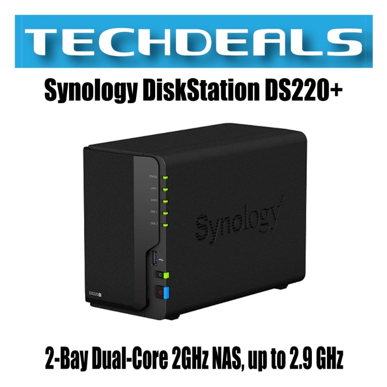Synology DiskStation DS220+ 2-Bay Dual-Core 2GHz NAS, up to 2.9 GHz, Computers & Tech, Parts ...