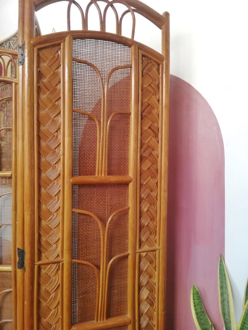 Trifold rattan partition room divider, Furniture & Home Living ...