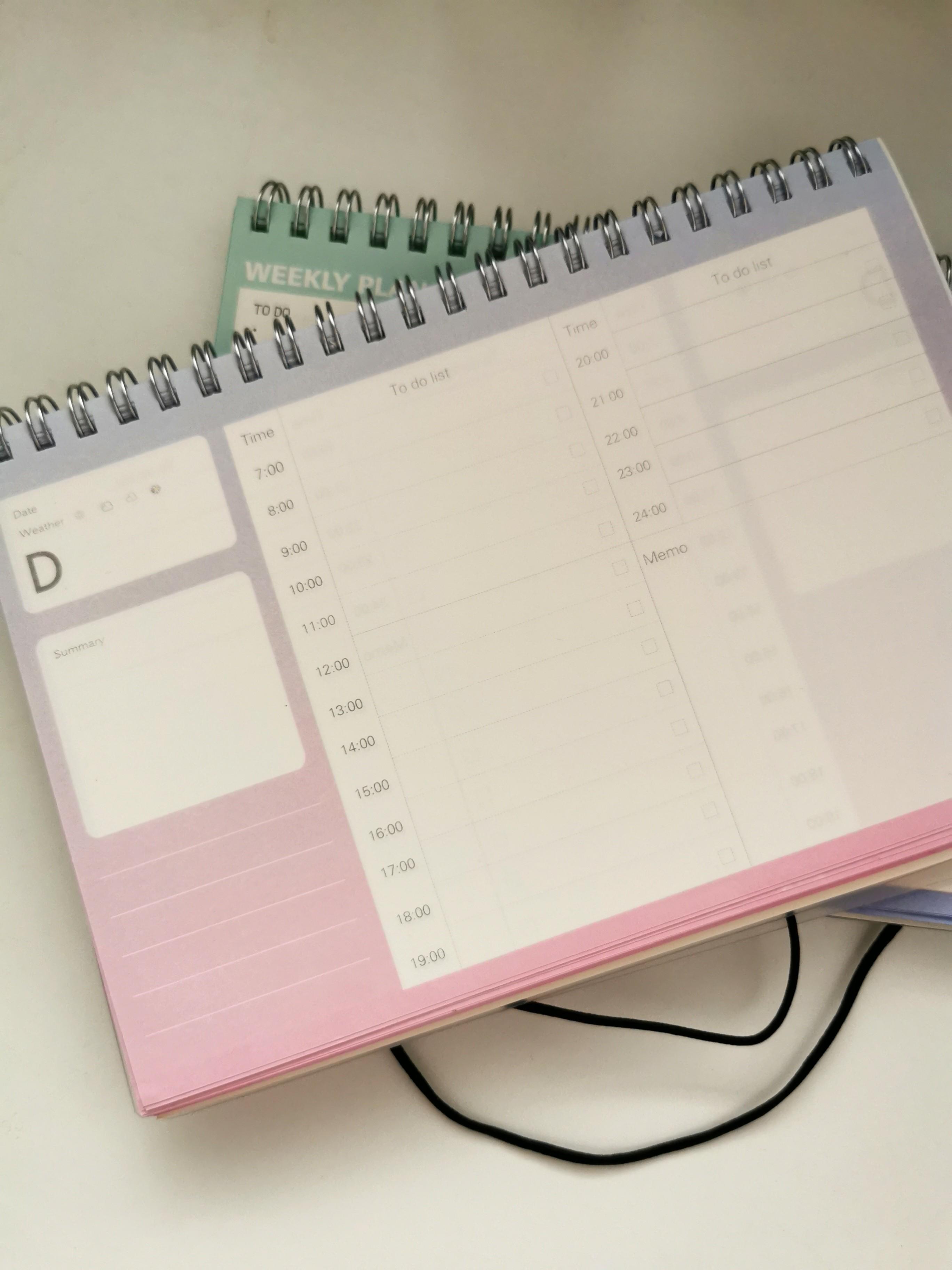 A5 100pgs weekly/daily planners, to-do-lists, memos, pastel colors ...