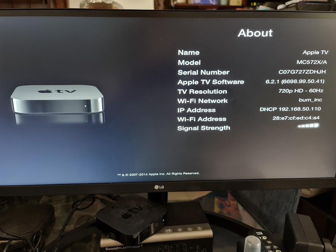 Working Apple TV gen 2 (model: A1378) with remote, power cables, TV ...