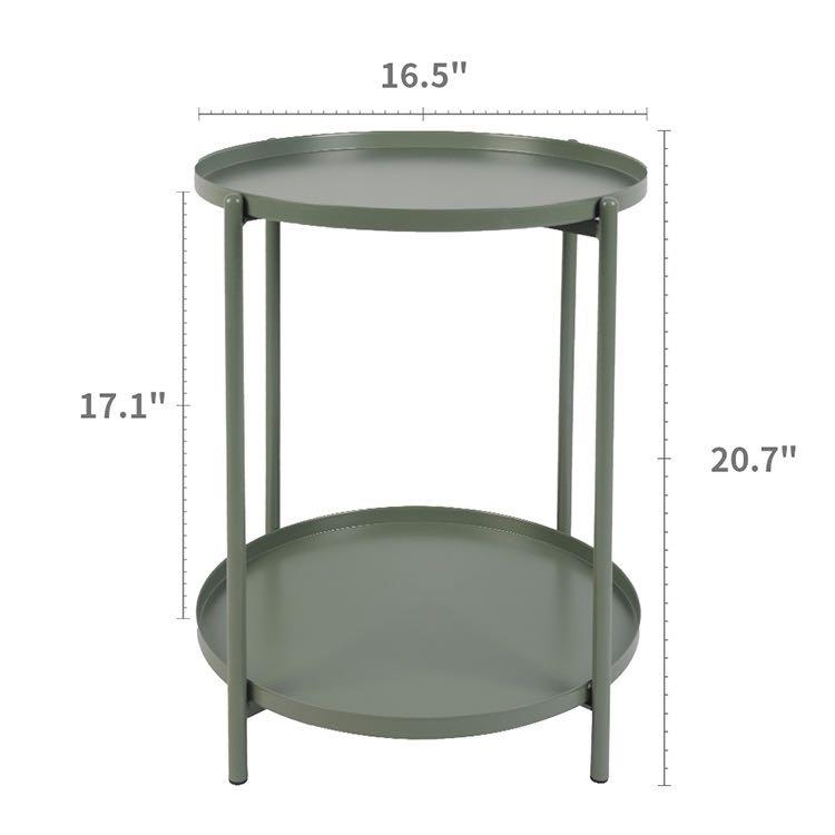 2 Layer Round Coffee Bedside Table Black White, Furniture & Home Living ...