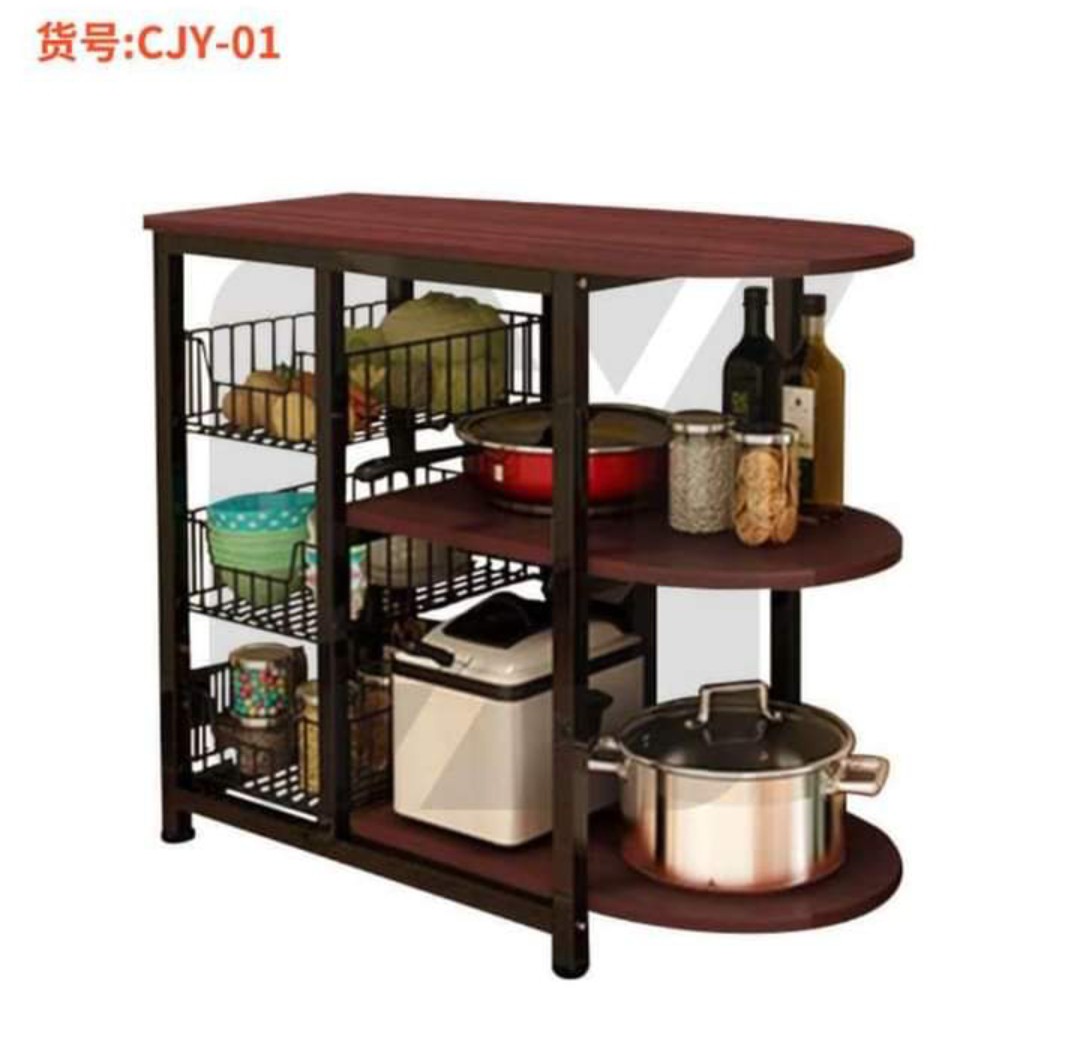 3 tier Wooden Kitchen Shelf Microwave Oven Floor Rack Kitchen Rack ...