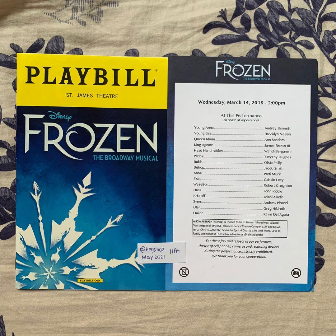 Frozen Musical on Broadway March 2018 Playbill, Hobbies & Toys, Books ...