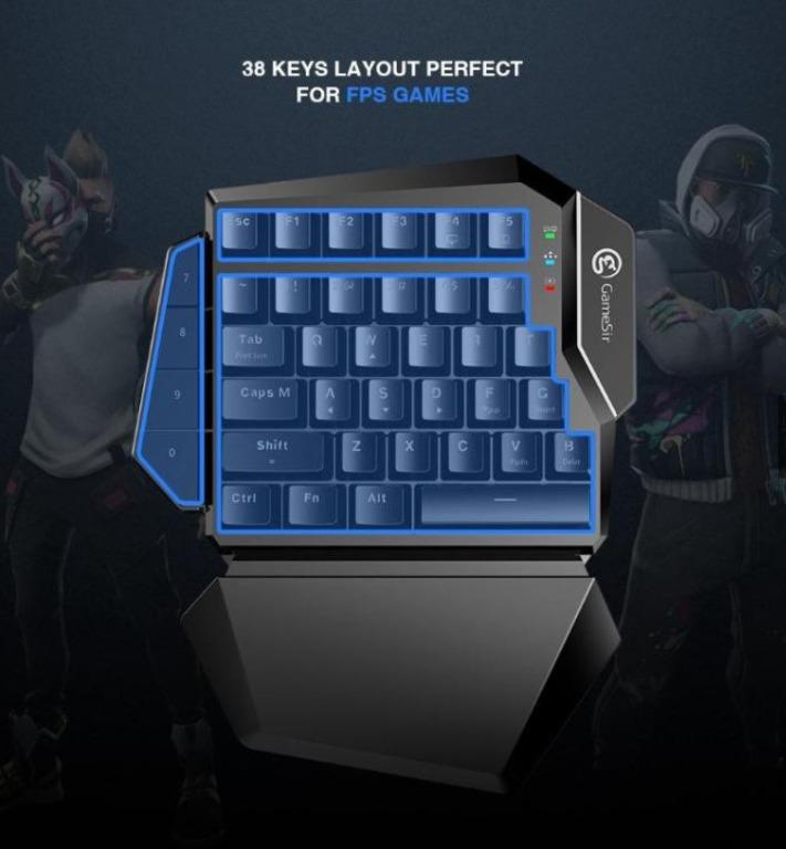 GameSir Z2 FPS Mobile & PC Gaming Wireless Keypad - One-handed Blue ...