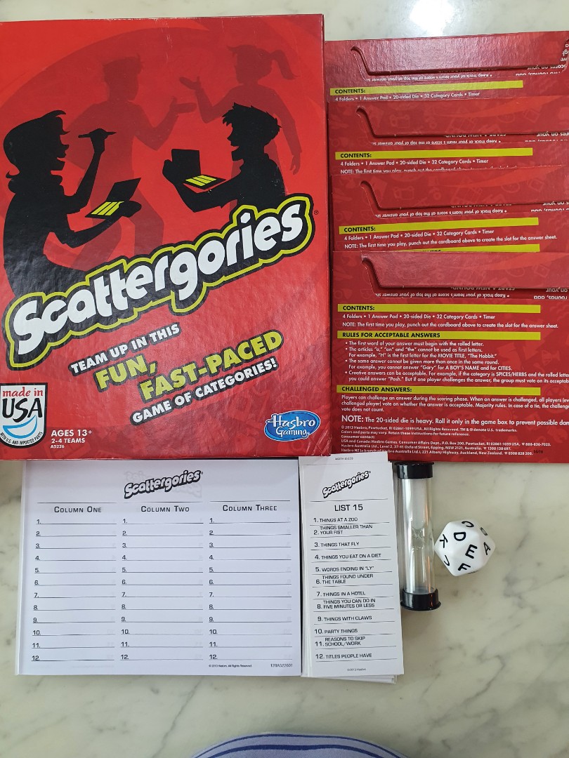 Hasbro Scattergories Board Game, Hobbies & Toys, Toys & Games on Carousell