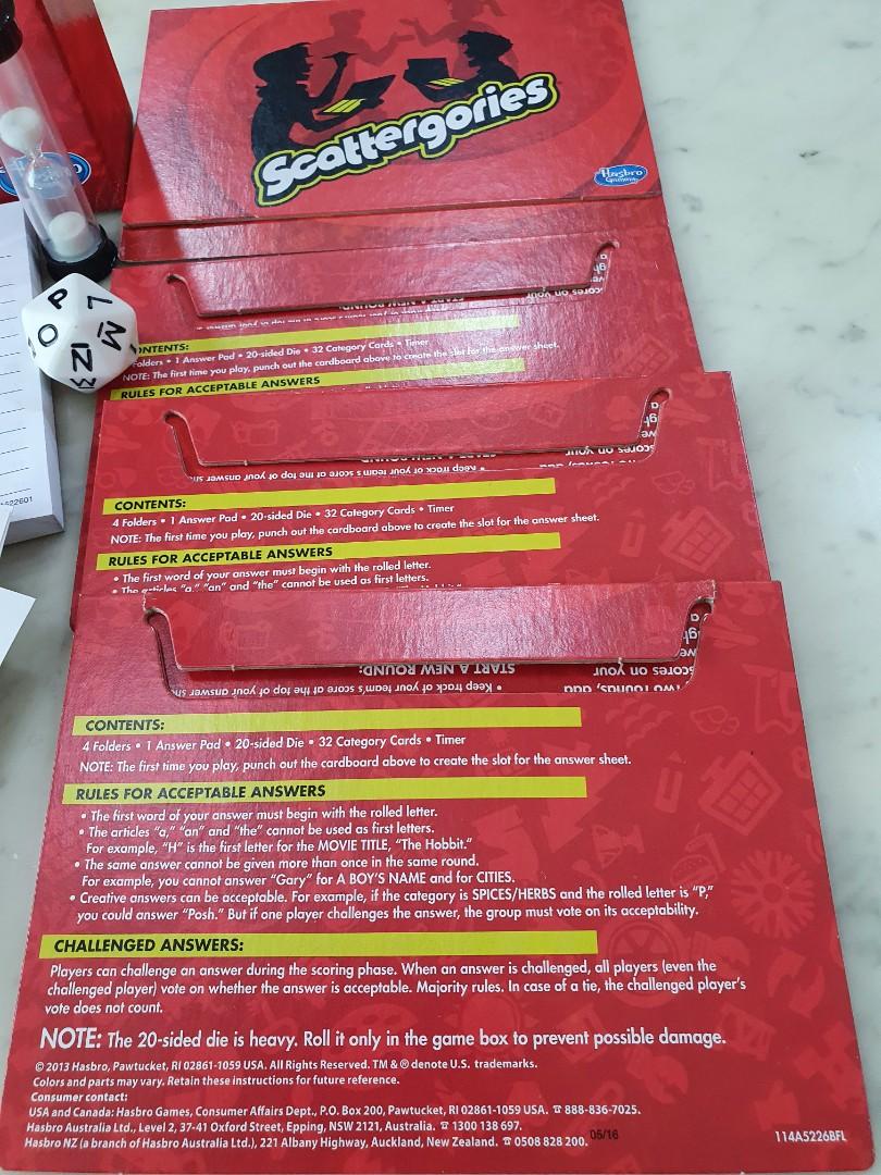 Hasbro Scattergories Board Game, Hobbies & Toys, Toys & Games on Carousell