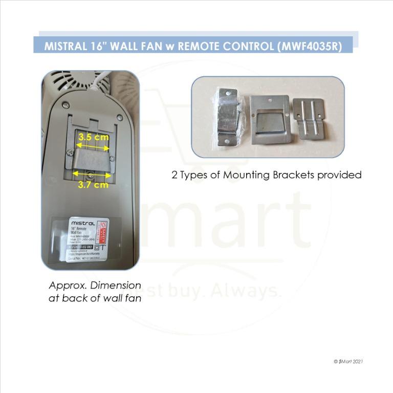Mistral 16" Wall Fan with Remote Control [MWF4035R], Furniture & Home ...