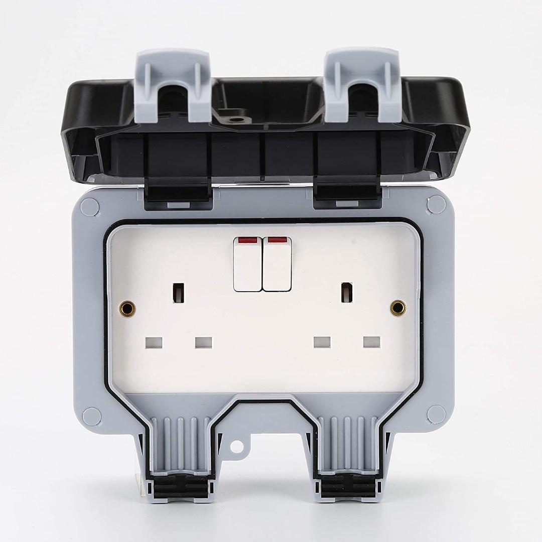 Outdoor Sockets Weatherproof Double Socket, Wall Electrical Outlets ...
