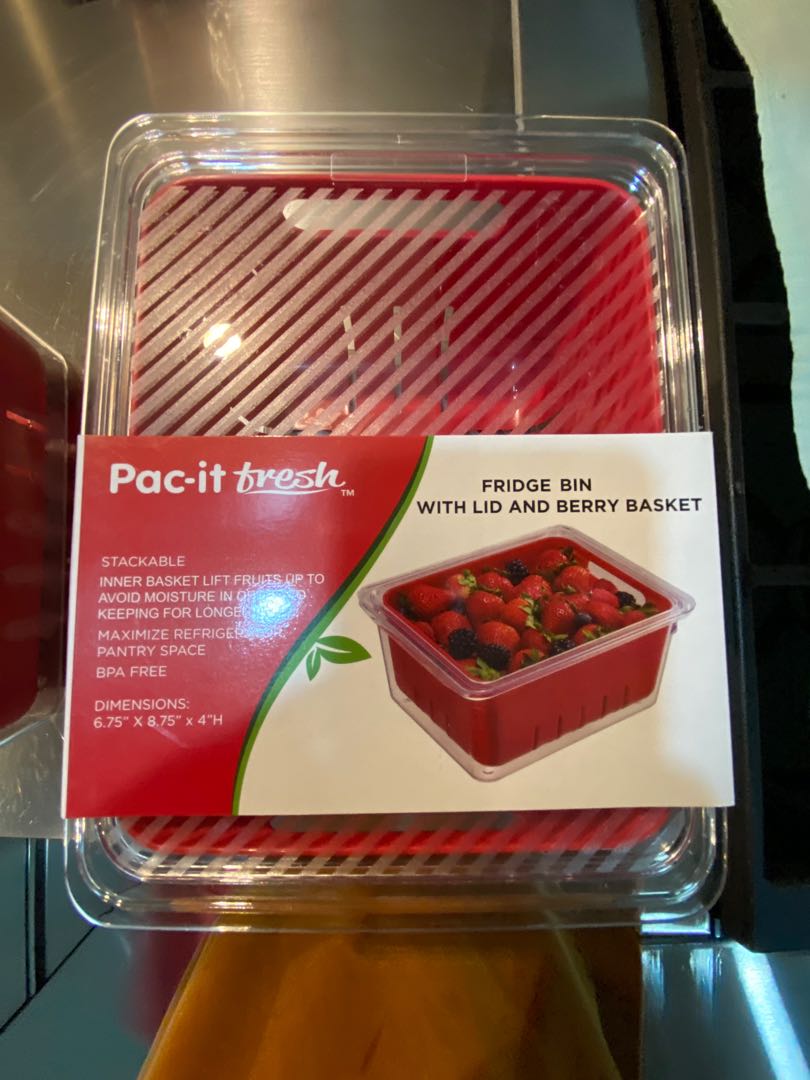 PAC-it Fresh Fridge bin with lid and berry basket , Furniture & Home ...