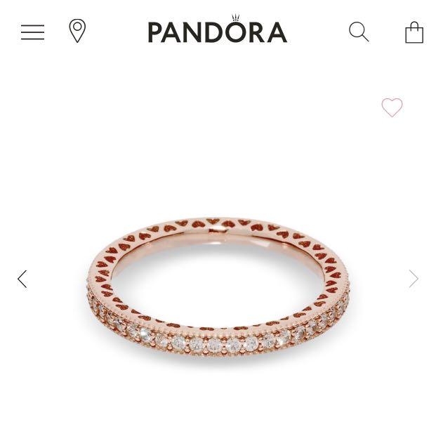 Pandora Rose gold ring 58 戒指, 名牌, 飾物及配件 - Carousell
