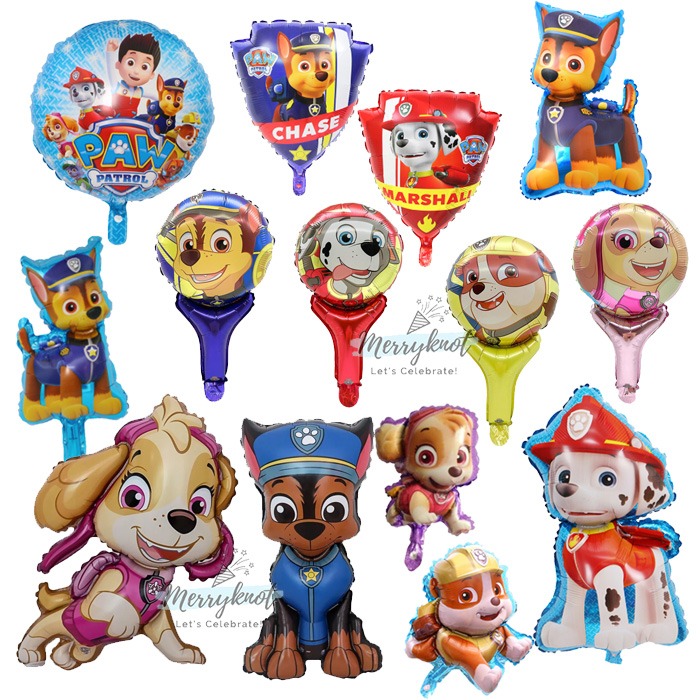 PAW Patrol foil balloon theme party decoration birthday handheld dog Chase Marshall Skye Mini ...