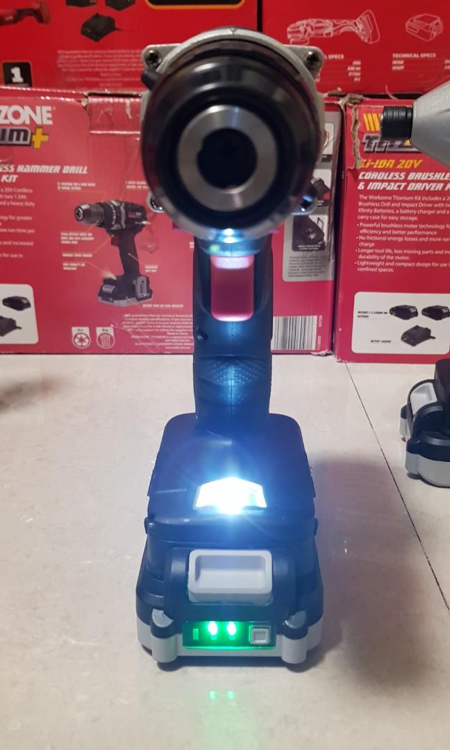 Workzone 20v cordless brushless hammer drill driver, Commercial ...