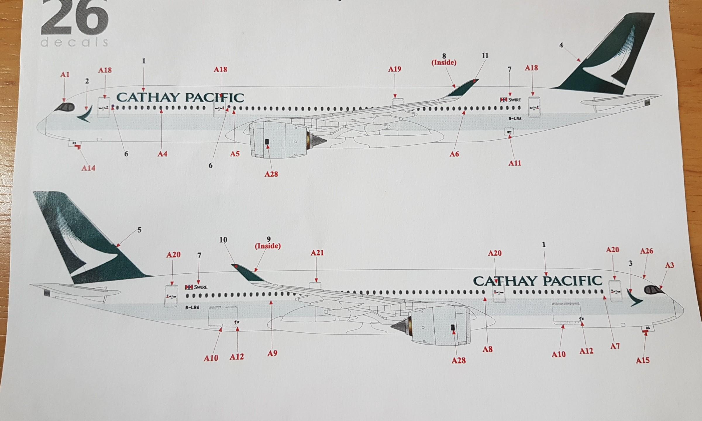 1/144 Cathay Pacific decals for A350-900, Hobbies & Toys, Toys & Games ...