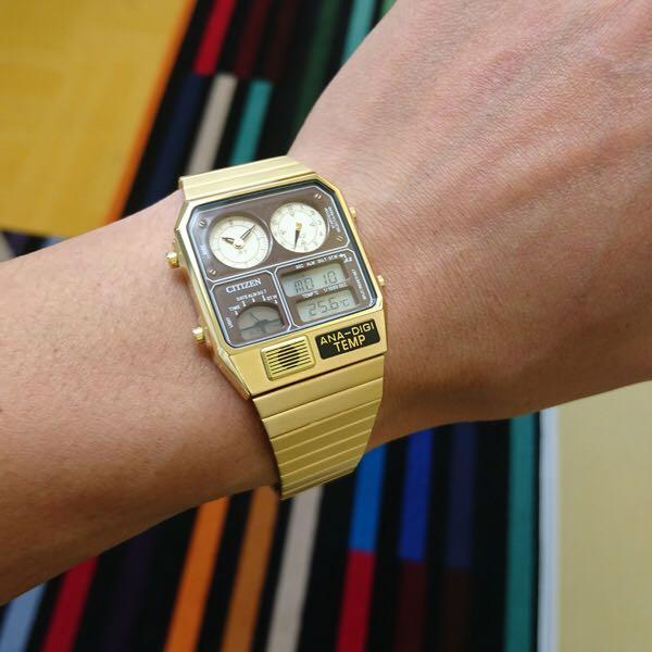 BNIB CITIZEN ANA-DIGI TEMP Reproduction Model Men Watch Gold JG2103-72X Japan mov't JDM, Men's ...