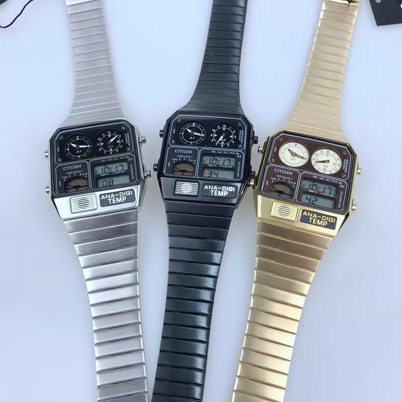 BNIB CITIZEN ANA-DIGI TEMP Reproduction Model Men Watch Gold JG2103-72X Japan mov't JDM, Men's ...