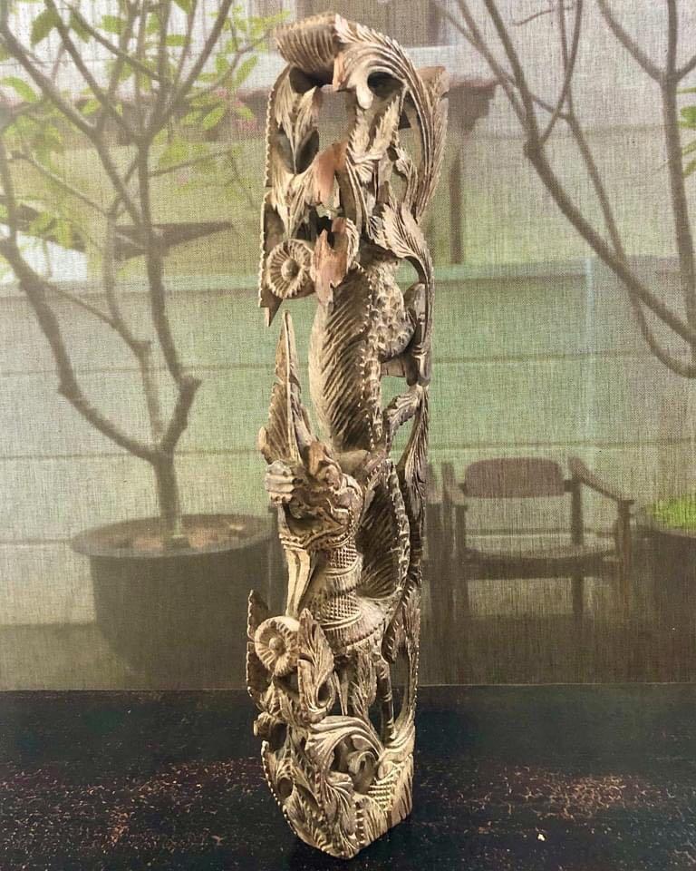 Burmese Kinnari Wooden Panel, Hobbies & Toys, Religious Items on Carousell