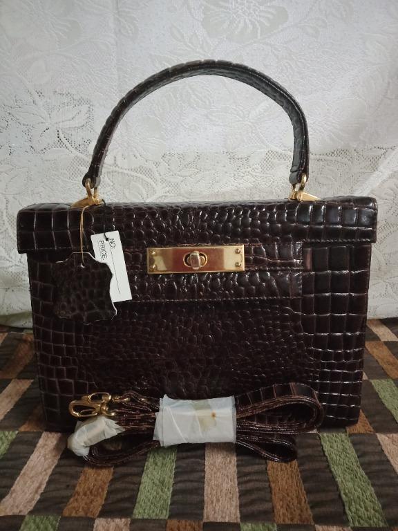 CROC EMBOSSED KELLY TWO WAY, Women's Fashion, Bags & Wallets, Cross ...