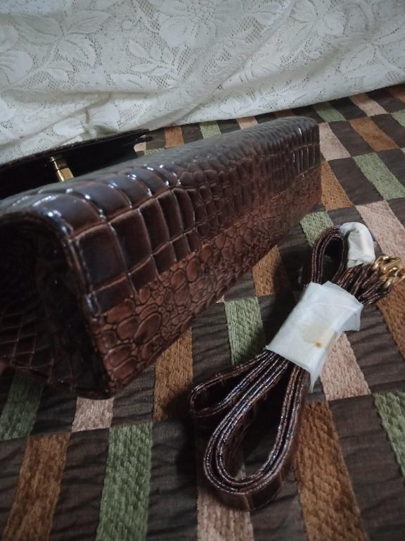 CROC EMBOSSED KELLY TWO WAY, Women's Fashion, Bags & Wallets, Cross ...