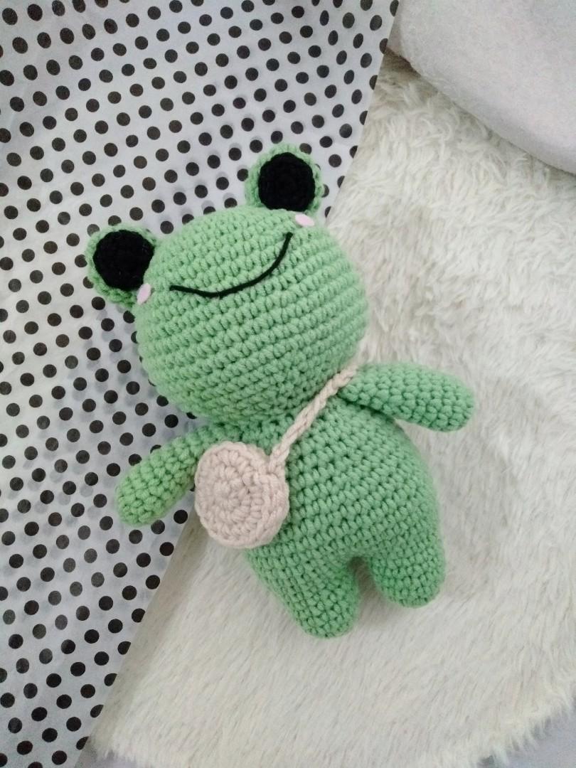 Froggie frog chubby chunky plush amigurumi stuffed toy with bag ...