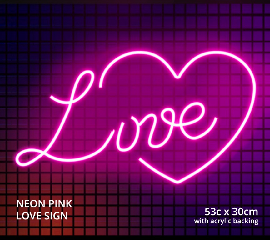 Hot Pink Neon Love Sign **Large Love Sign, Wedding Lighting Decor Sign ...