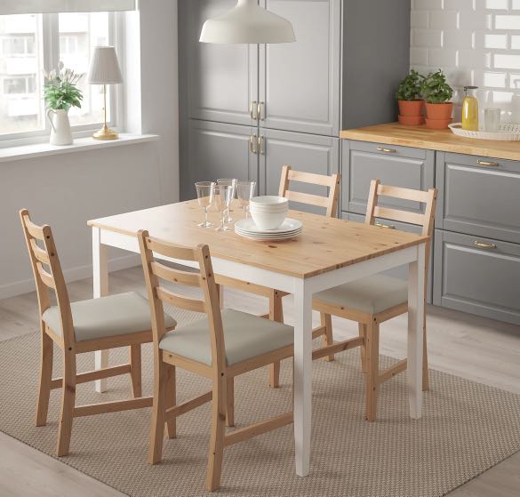 IKEA pinewood dining table and 2 chairs, Furniture & Home Living ...