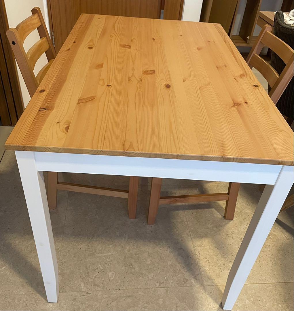 IKEA pinewood dining table and 2 chairs, Furniture & Home Living ...