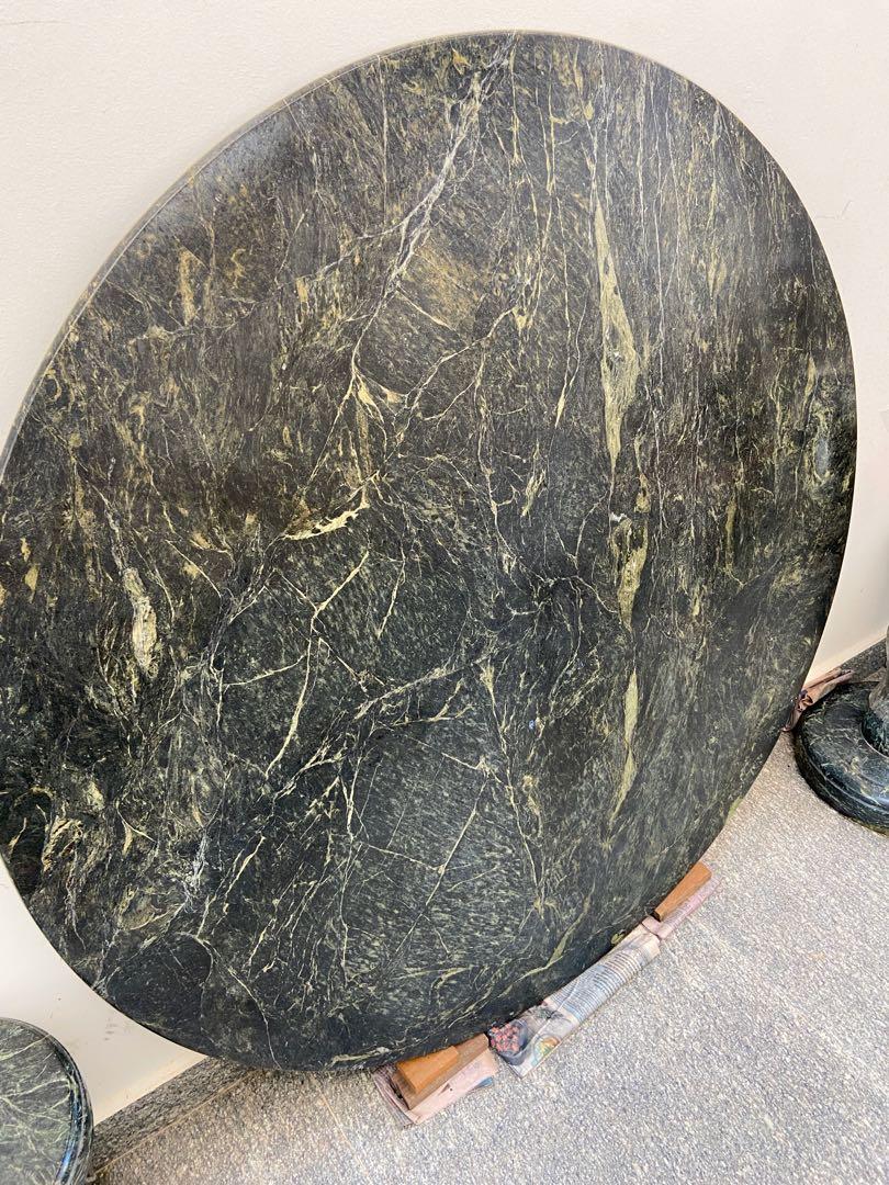 Jade green marble dining table set with lazy susan, Furniture & Home ...