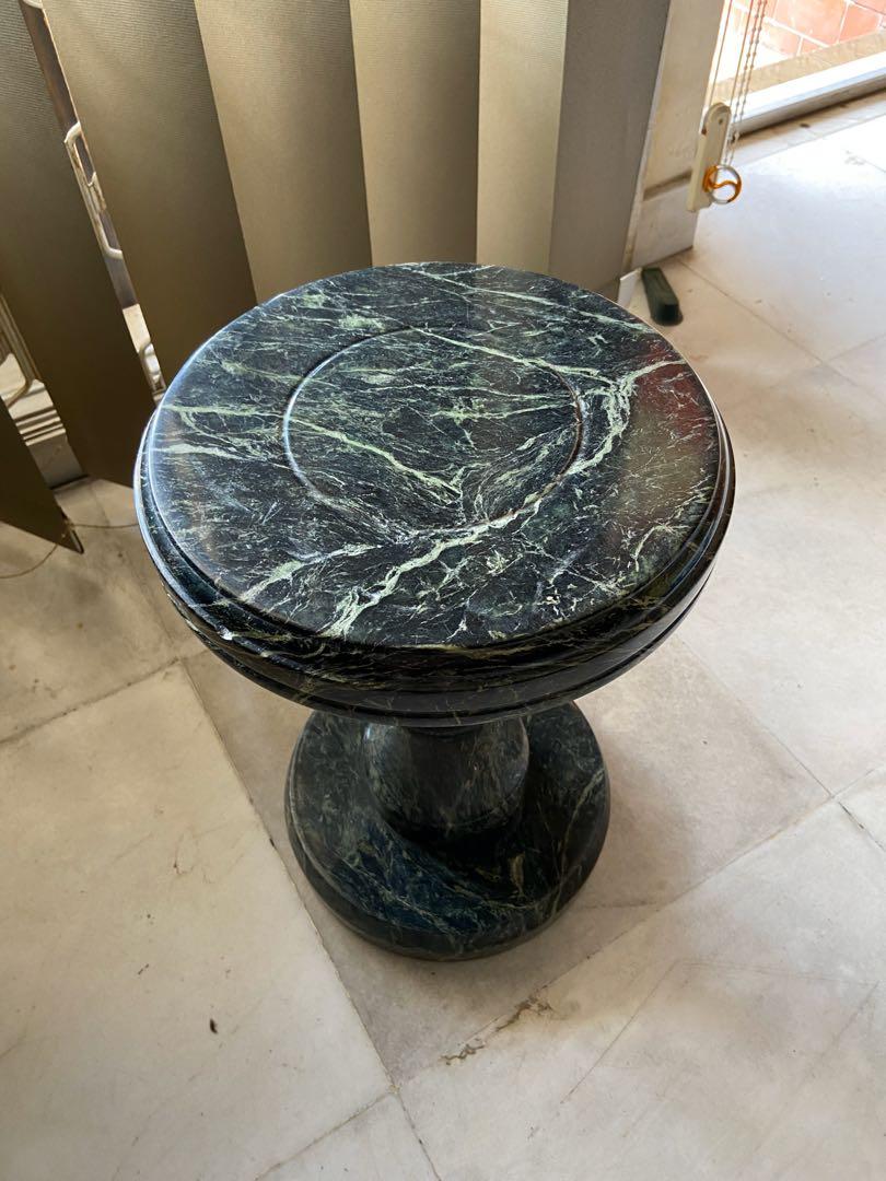 Jade green marble dining table set with lazy susan, Furniture & Home ...