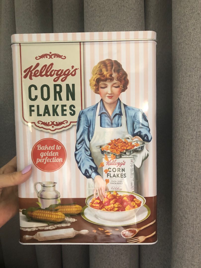 Kellogg’s Corn Flakes Metal Container, Health & Nutrition, Assistive ...