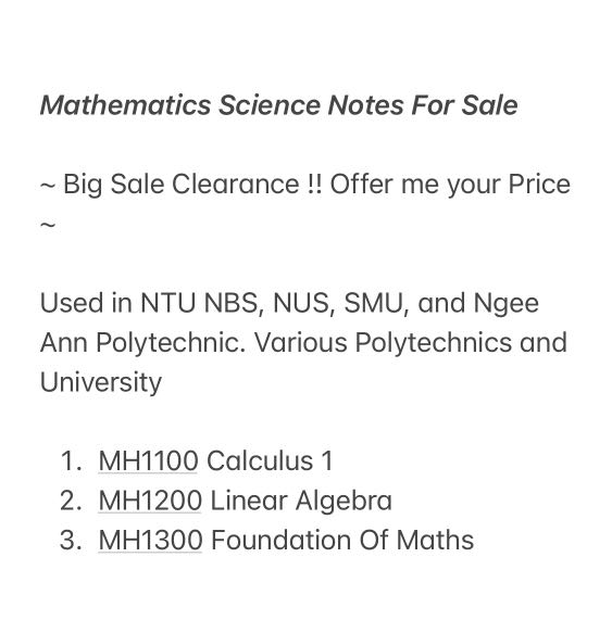 NTU Mathematics Science Notes (Physical), Hobbies & Toys, Books ...