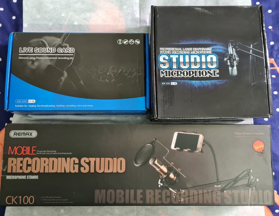 Microphone with sound card,Recording studio set, Audio, Microphones on ...