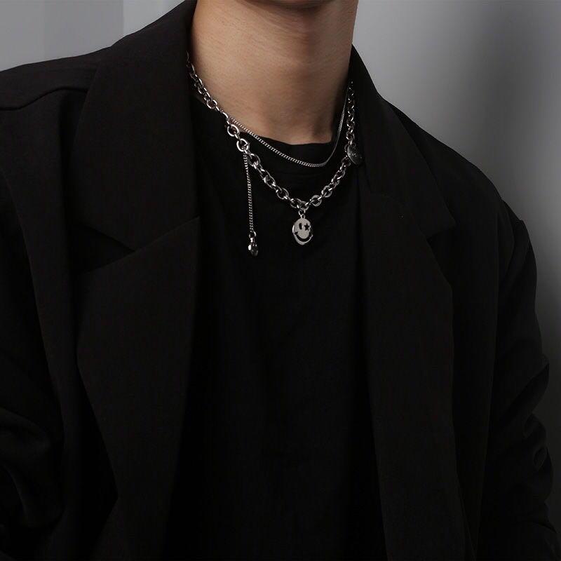 smiley face retro vintage goth chain eboy egirl necklace, Men's Fashion ...