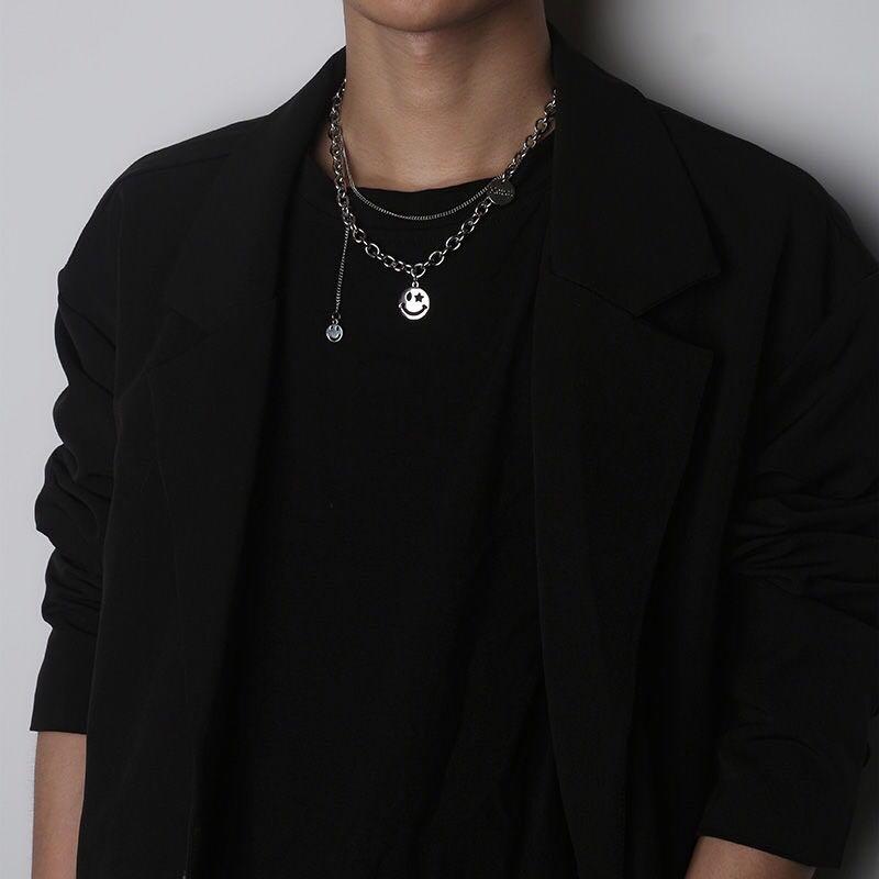 smiley face retro vintage goth chain eboy egirl necklace, Men's Fashion ...