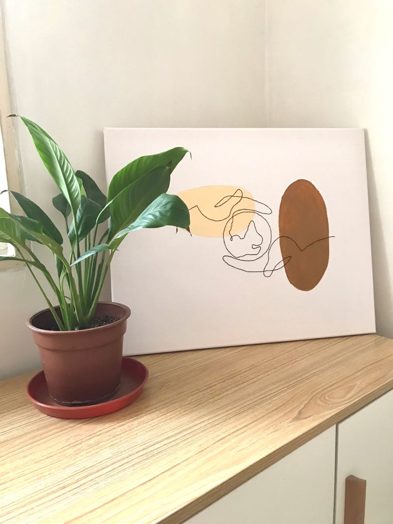 The world embroidered line art drawing, Furniture & Home Living, Home ...