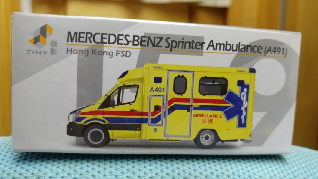 Tiny 微影 159 - 平治 Sprinter Facelift 消防處救護車 (A491), 興趣及遊戲, 旅行, 旅遊 - 旅行必需品及用品 - Carousell