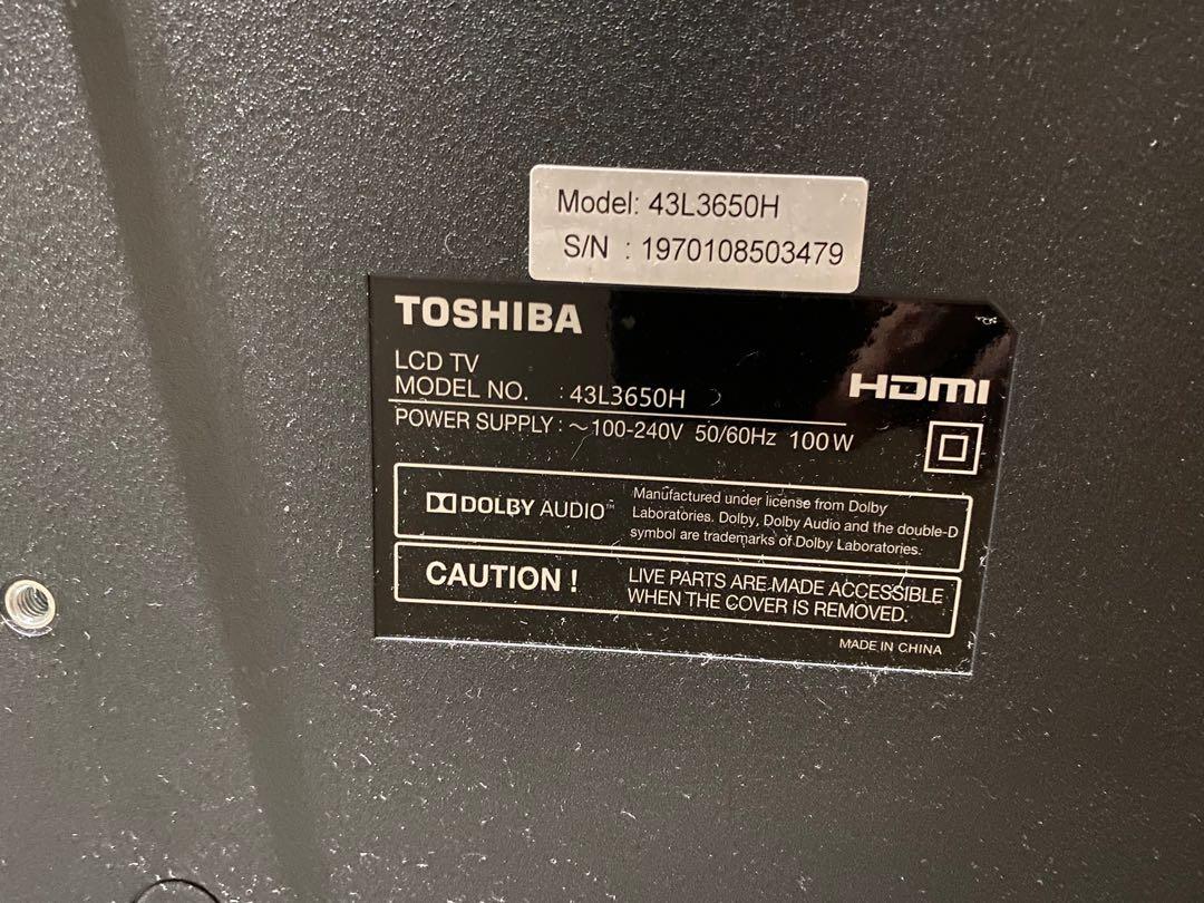 Toshiba 43L3650 43” LED TV, 家庭電器, 電視 & 其他娛樂, 電視 - Carousell