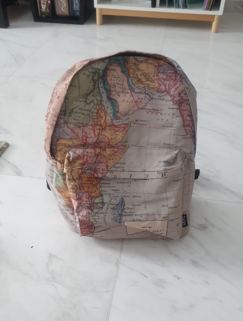 Typo World Map Backpack, Luxury, Bags & Wallets on Carousell