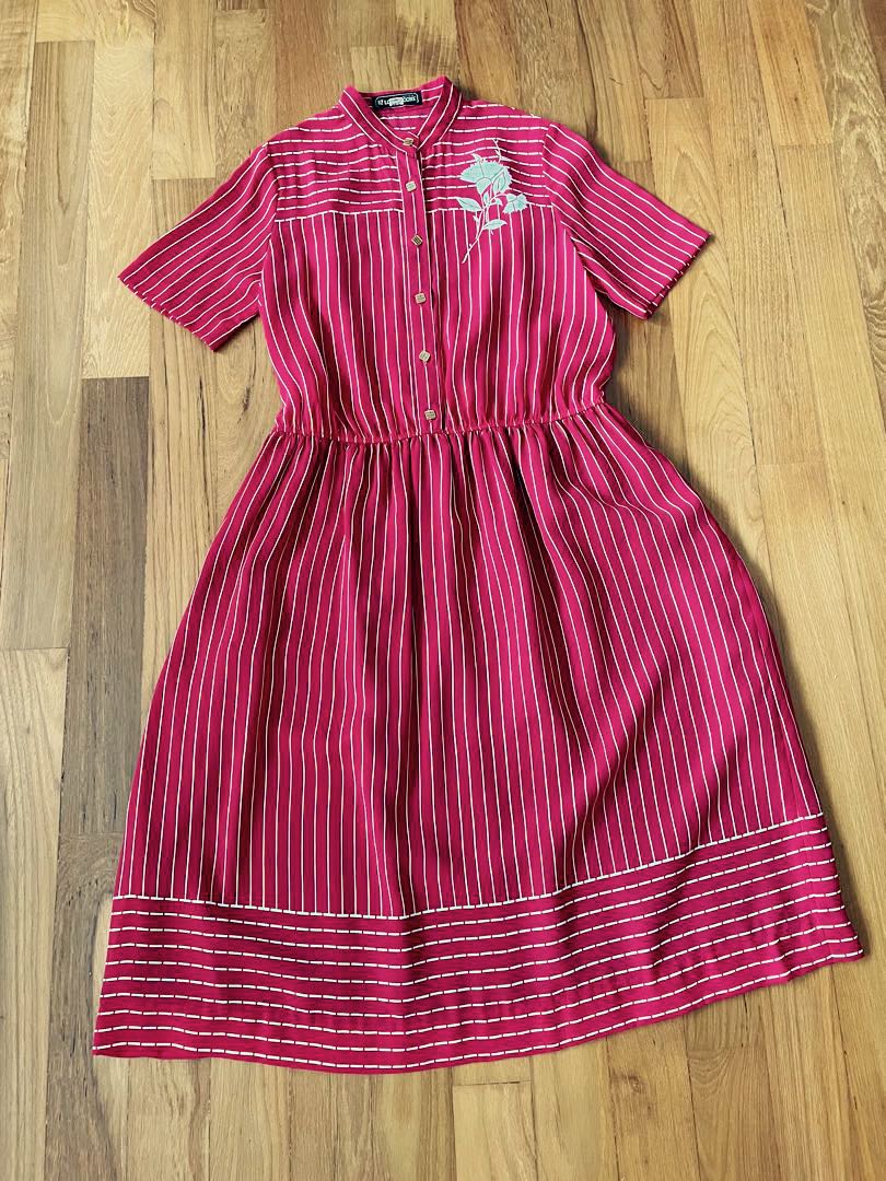Vintage Chilli Padi Red Dress, Women's Fashion, Muslimah Fashion ...