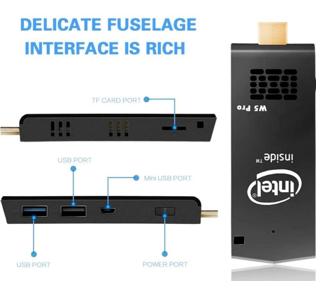 W5 Pro Mini PC Intel Atom Z8350 Windows 10 Computer Stick 4GB DDR 64GB ...