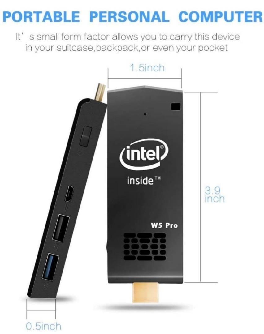 W5 Pro Mini PC Intel Atom Z8350 Windows 10 Computer Stick 4GB DDR 64GB ...