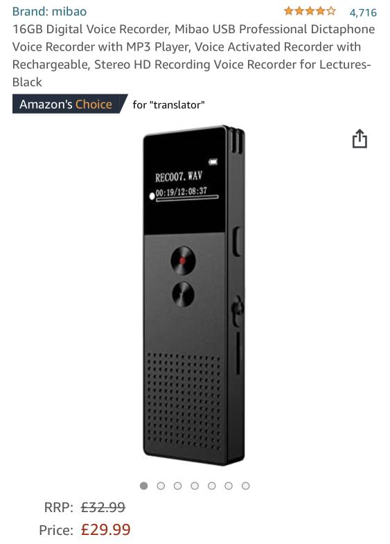16GB Digital Voice Recorder, Mibao USB Professional Dictaphone Voice ...