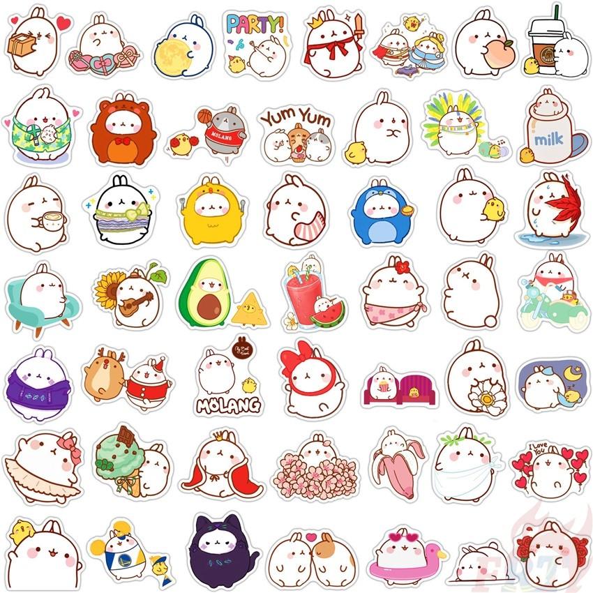 50Pcs/Set Kawaii Molang & Piu Piu Series Stickers, Hobbies & Toys ...