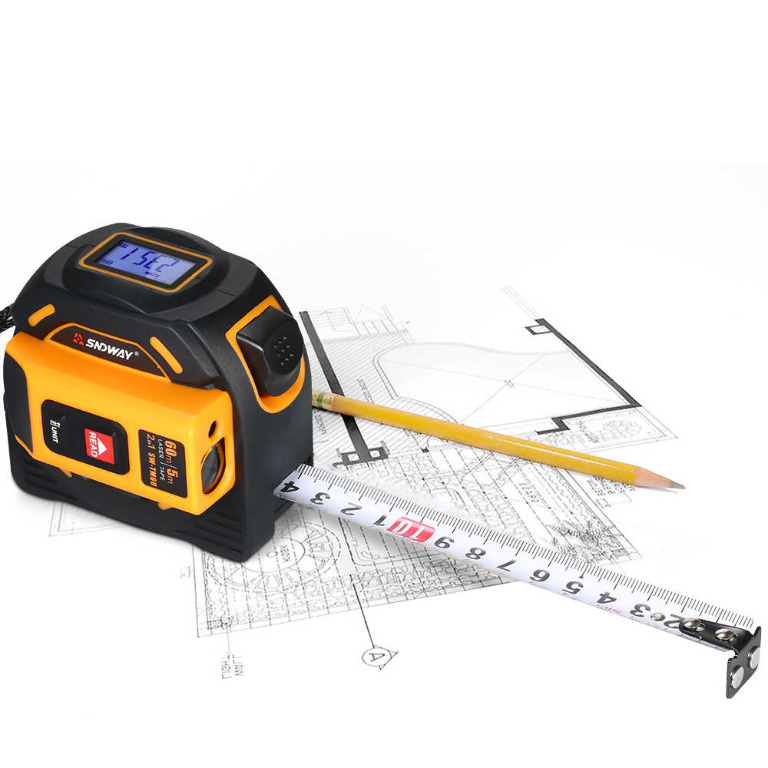60 Meters Metal Tape Measure with Laser Distance Meter Rangefinder Self ...