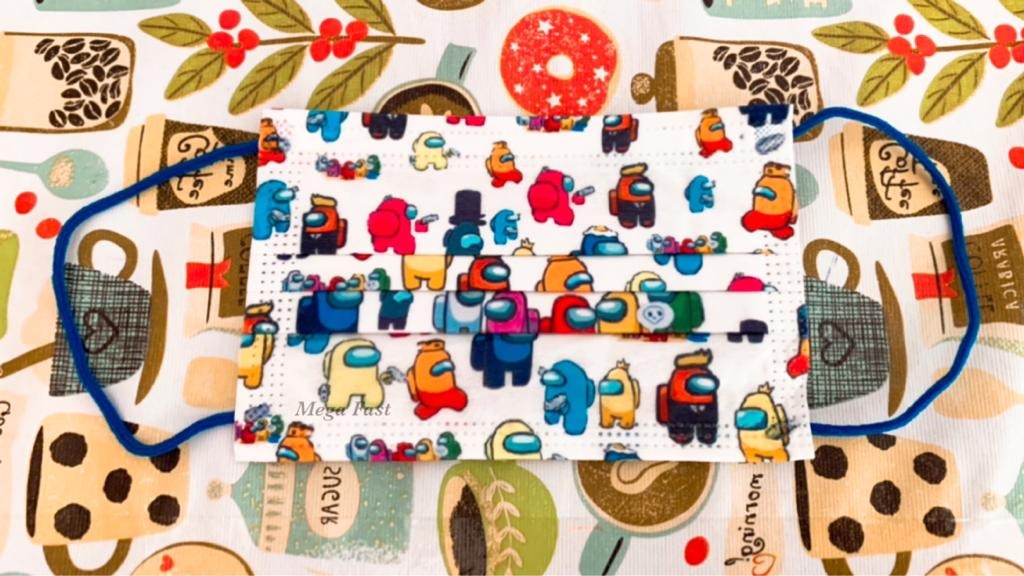 Among Us design with 3 ply disposable kid mask, Health & Nutrition ...