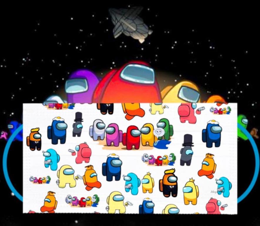 Among Us design with 3 ply disposable kid mask, Health & Nutrition ...