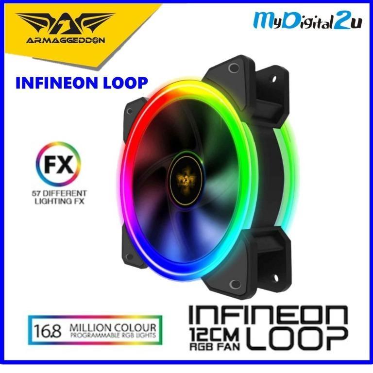 Armaggeddon RGB Infineon Loop 12CM Fan for PC Gaming Case, Computers ...