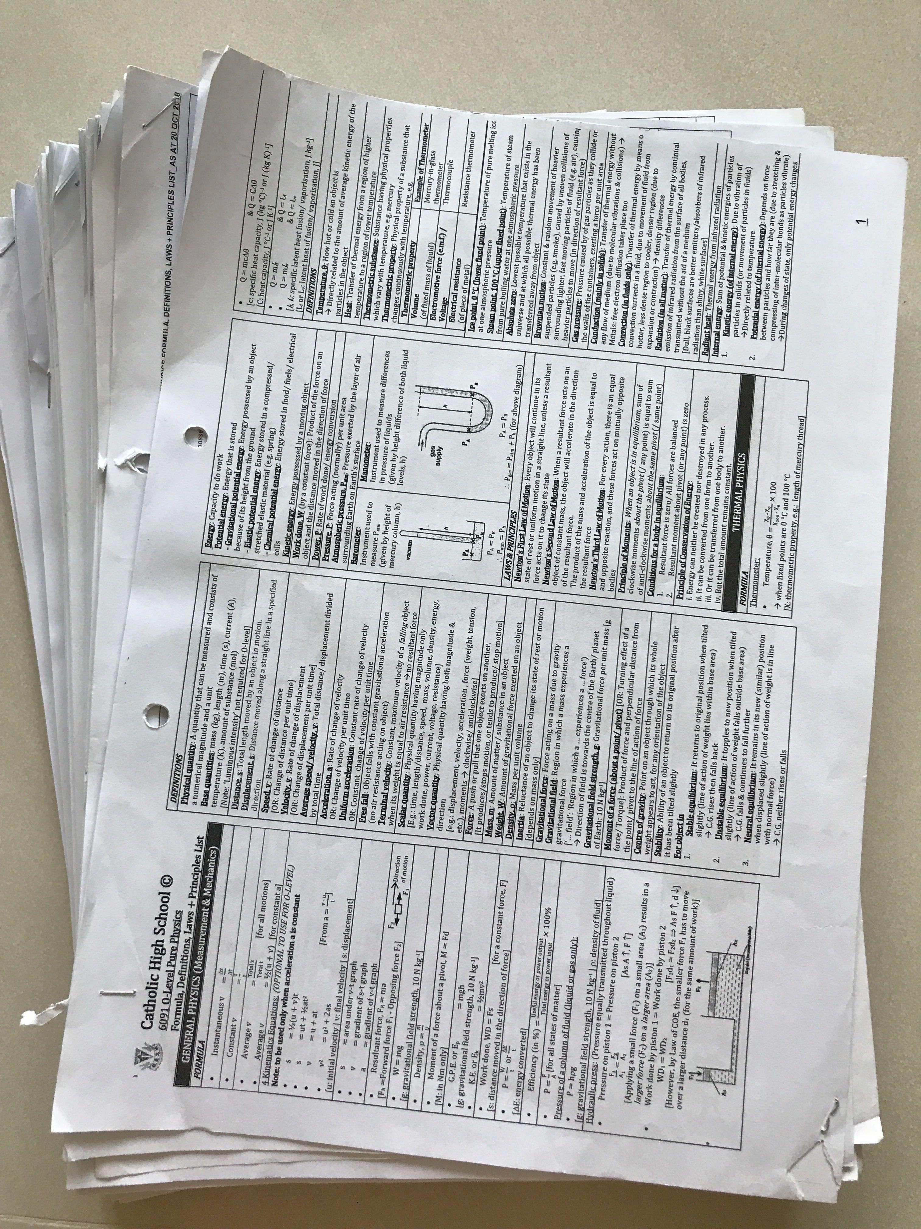 Catholic High Pure Physics Notes, Hobbies & Toys, Books & Magazines ...