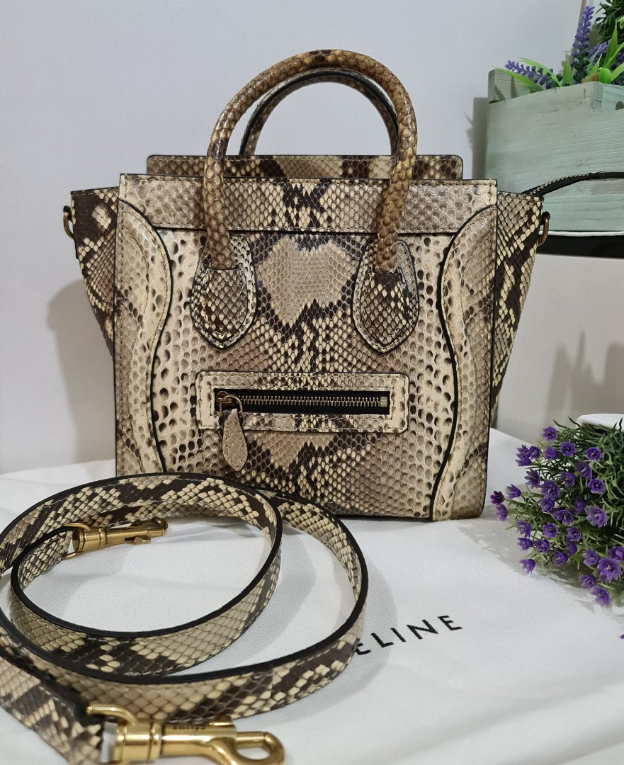 Celine Nano Luggage Python Skin, Women's Fashion, Bags & Wallets, Cross ...