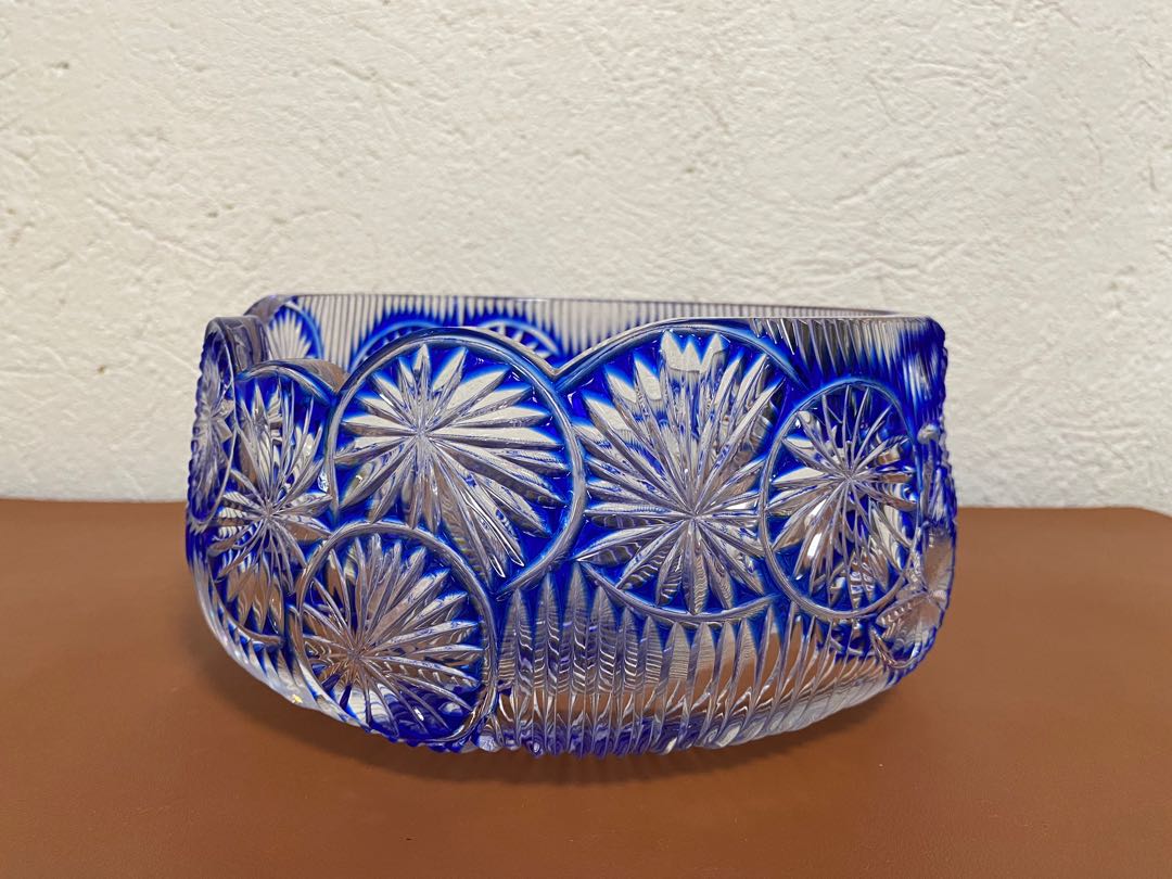 Cobalt blue vintage bohemian crystal bowl made in Europe, Furniture ...